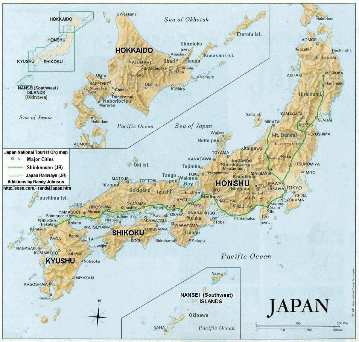 Mapa de japón de las islas y las ciudades de Japón mapa con las ...